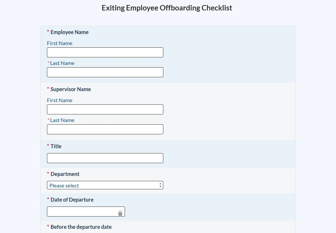 Exiting Employee Offboarding Checklist - SurveyVista