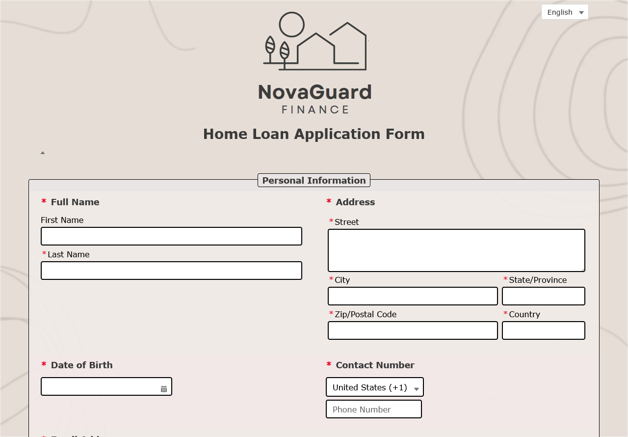 Home Loan Application Form - SurveyVista