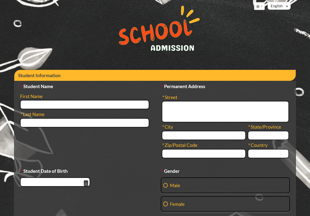 School Admission Form - SurveyVista