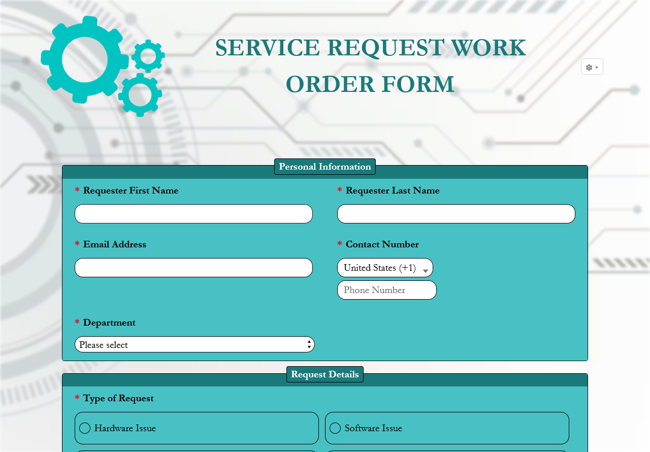 Service Request Work Order - SurveyVista