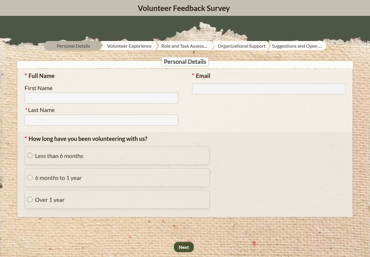 Volunteer Survey - SurveyVista